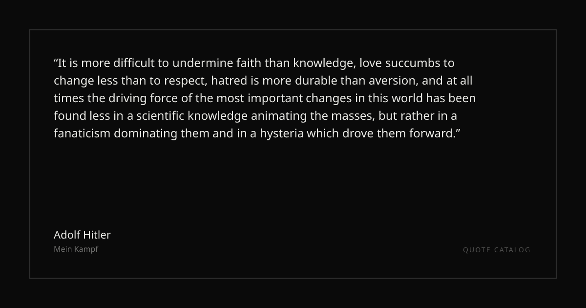 "It is more difficult to undermine faith than knowledge, love ...