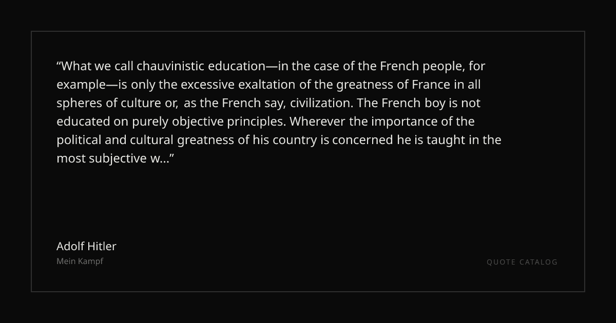 "What we call chauvinistic education—in the case of the Frenc ...