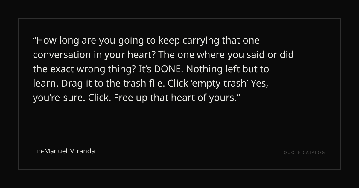 "How long are you going to keep carrying that one conversatio..." — Lin ...